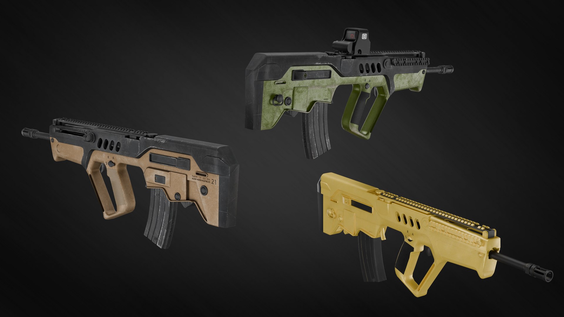 Assault Rifle Customizable Weapon Pack UE - Blender 3D Model - TurboSquid 2356540