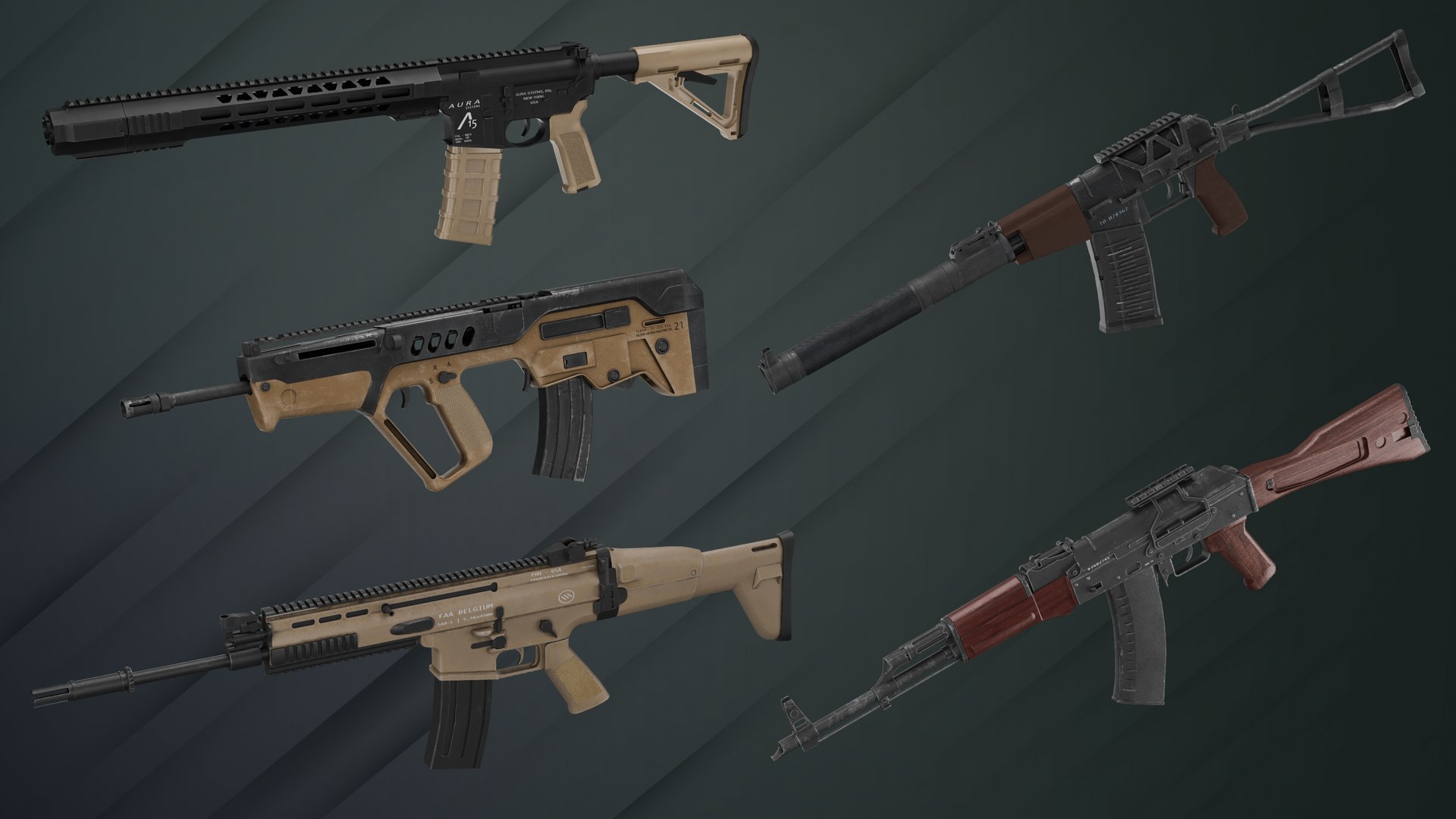 Assault Rifle Customizable Weapon Pack UE - Blender 3D Model - TurboSquid 2356540