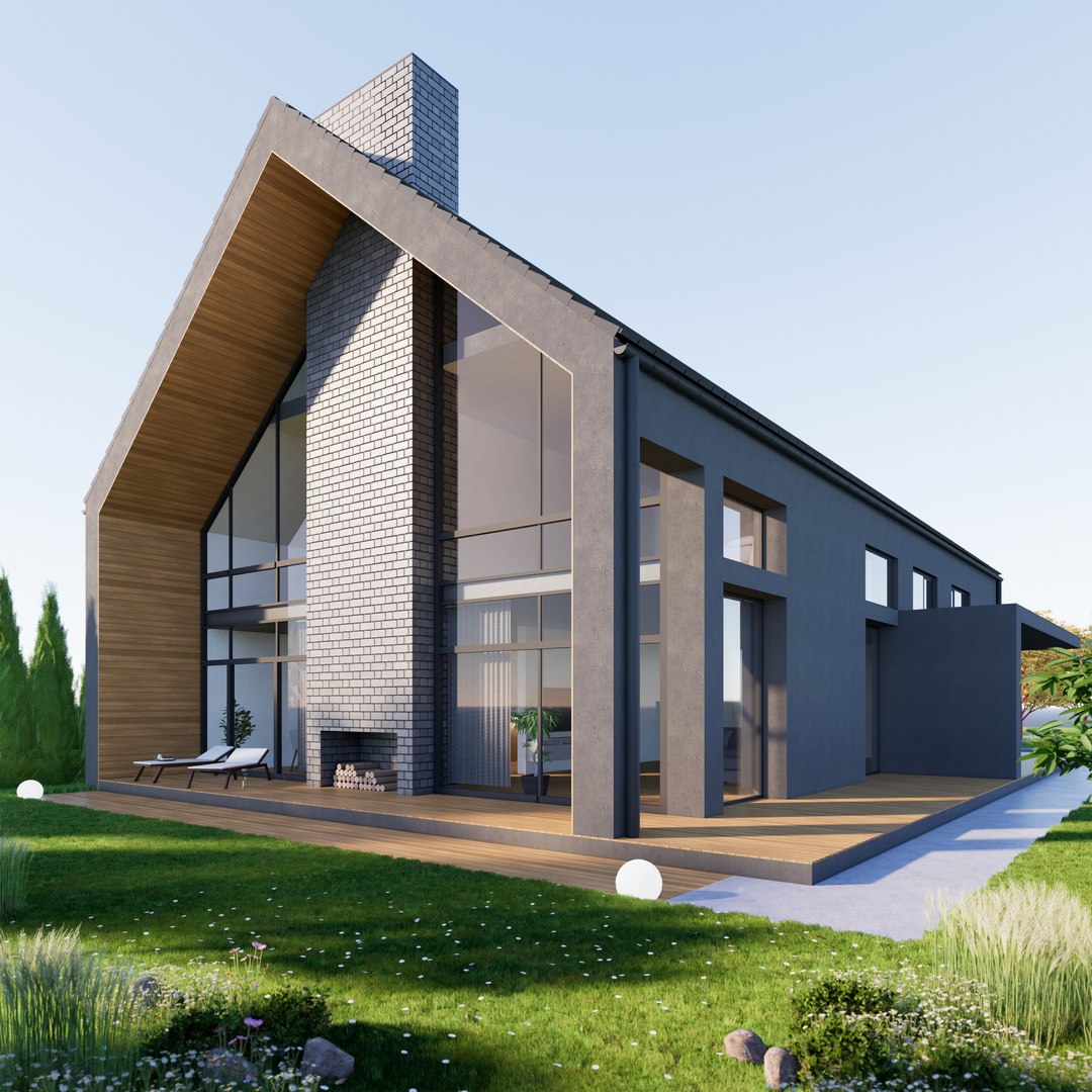 3D House 4 - Created With Fully Parametric Revit Families Model ...