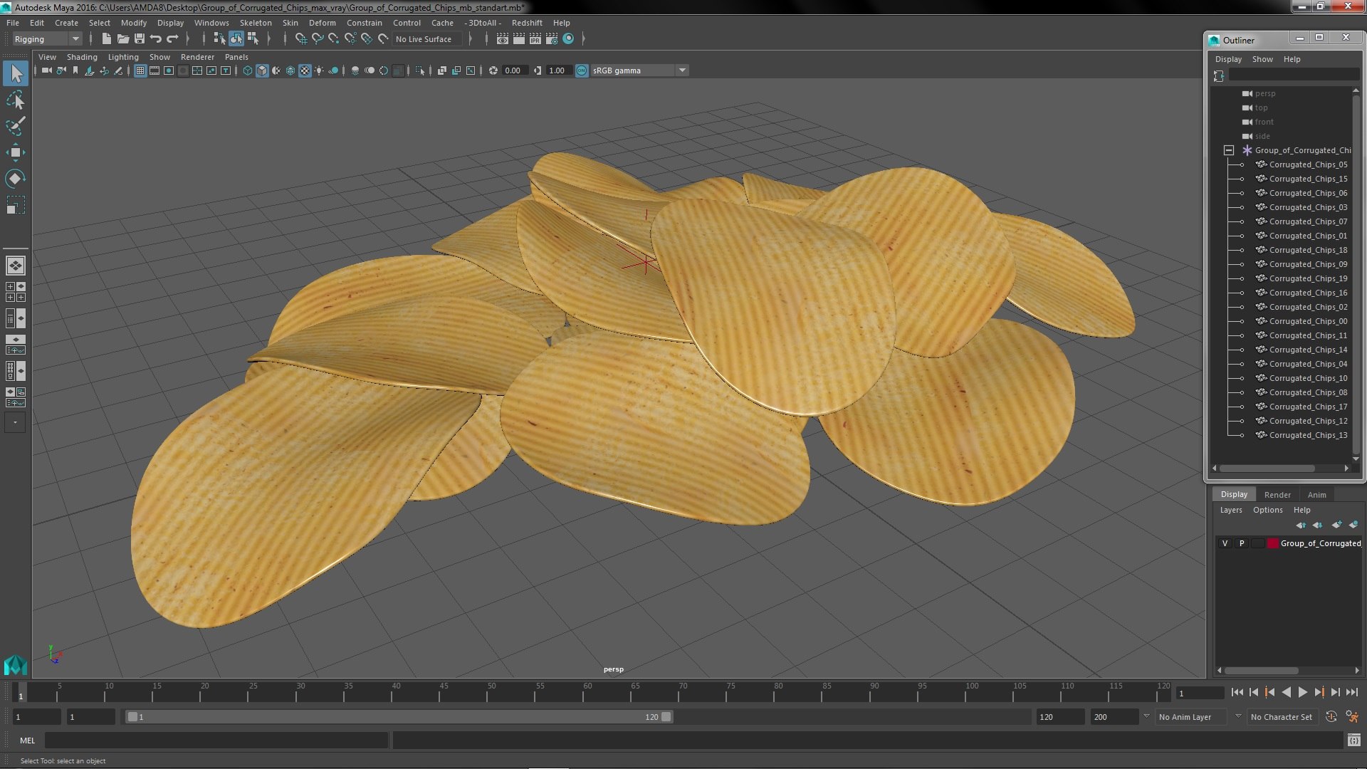 3D Model Group Of Corrugated Chips - TurboSquid 1985946