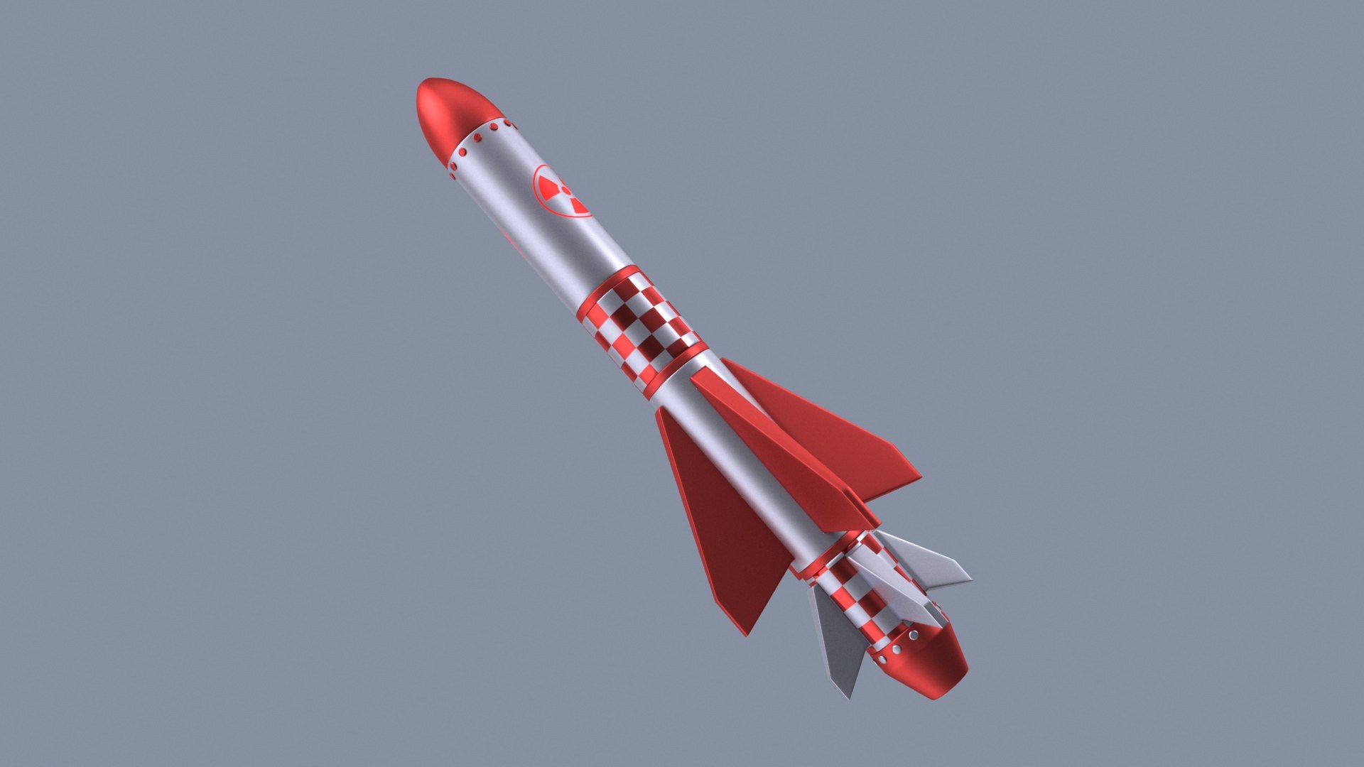 Red Silver Nuclear Missile Stylized Icon 3D Model - TurboSquid 2423054