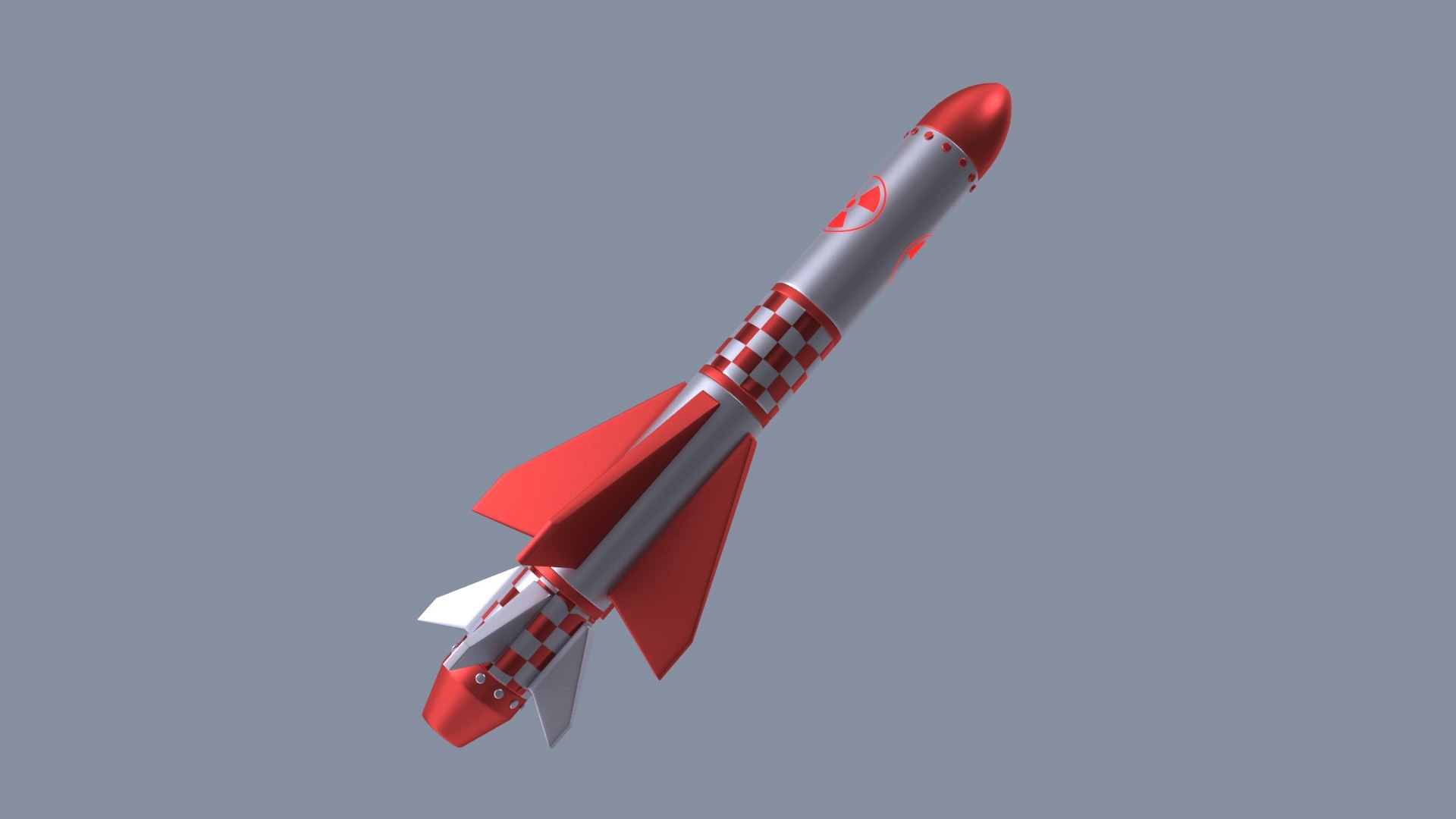 Red Silver Nuclear Missile Stylized Icon 3D Model - TurboSquid 2423054