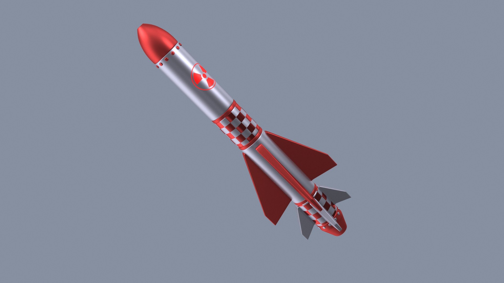 Red Silver Nuclear Missile Stylized Icon 3D Model - TurboSquid 2423054