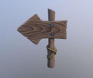 cartoon stylized bamboo sign 3d model