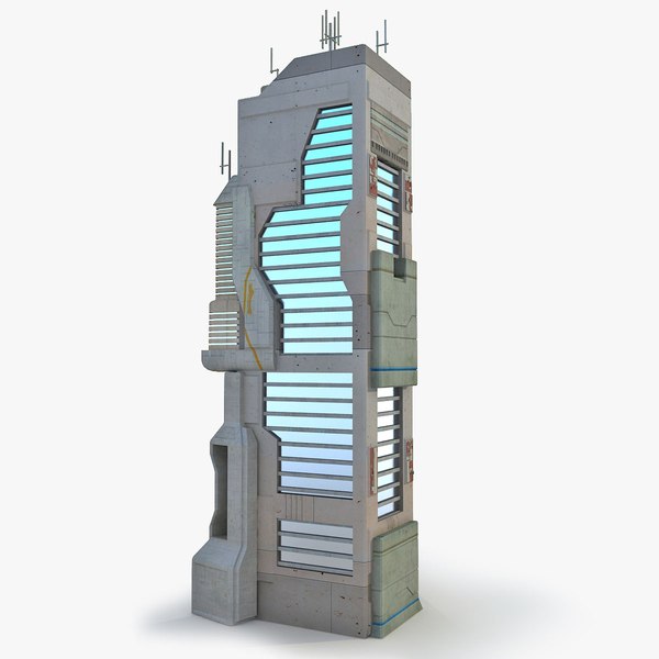 sci fi futuristic building 3d model