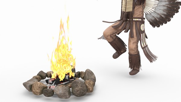 modelo 3d Indio nativo americano y tótem con fogata - TurboSquid 2325163