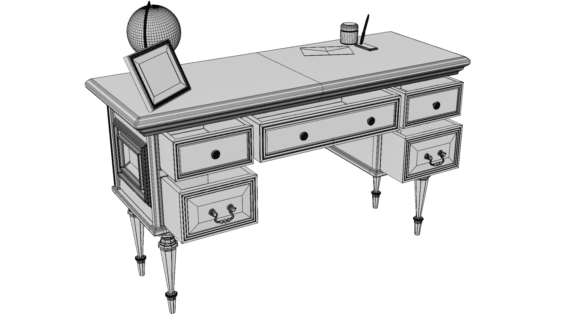 Classic Work Desk Office Classic Style 3D Model - TurboSquid 2141671