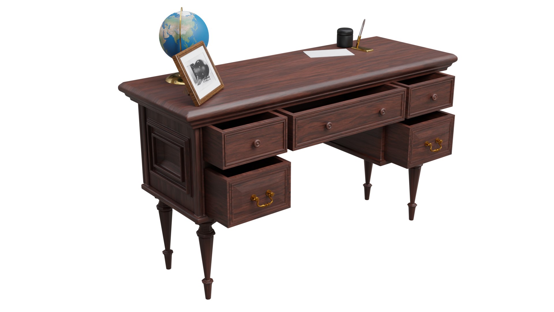 Classic Work Desk Office Classic Style 3D Model - TurboSquid 2141671