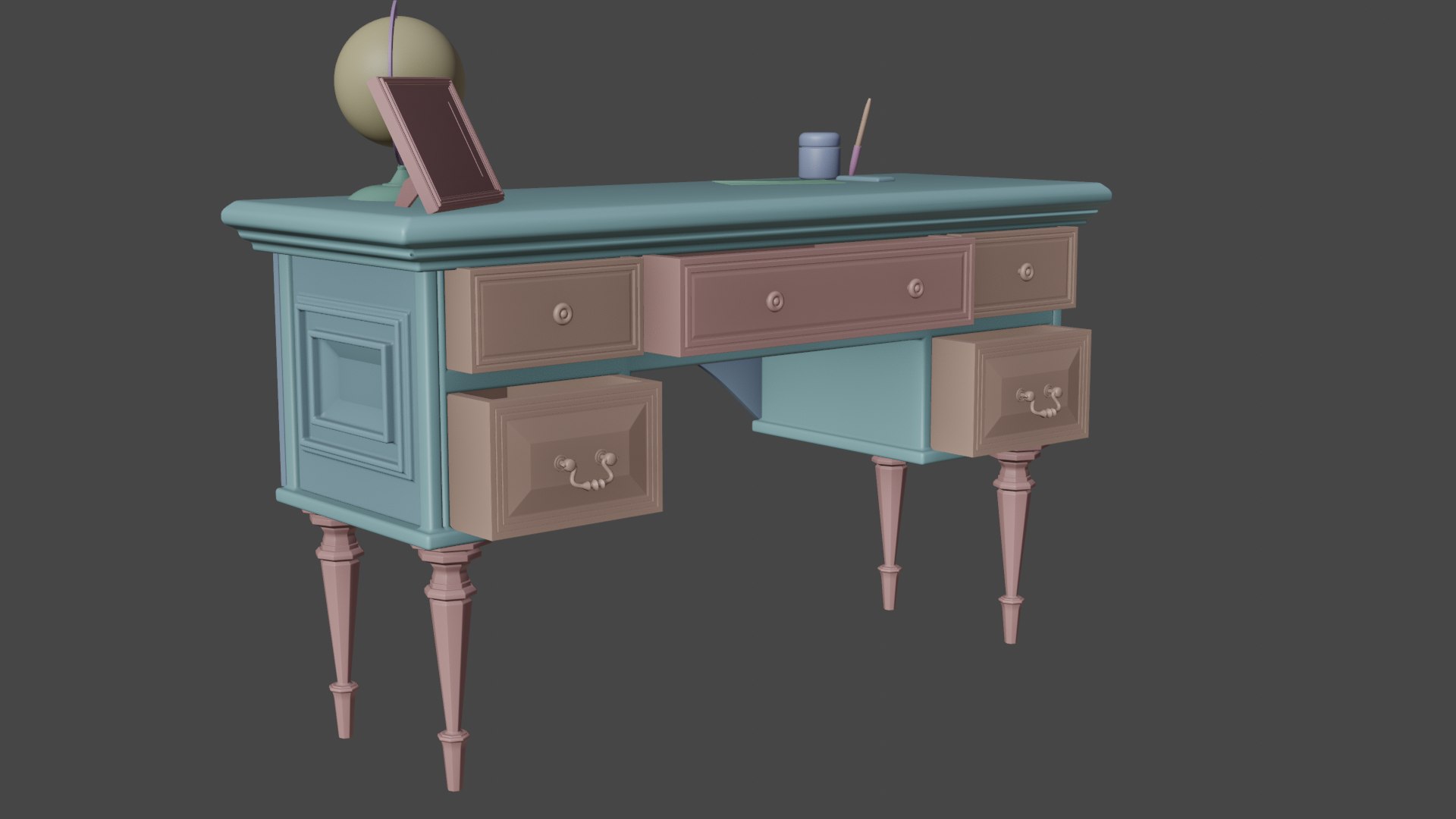 Classic Work Desk Office Classic Style 3D Model - TurboSquid 2141671