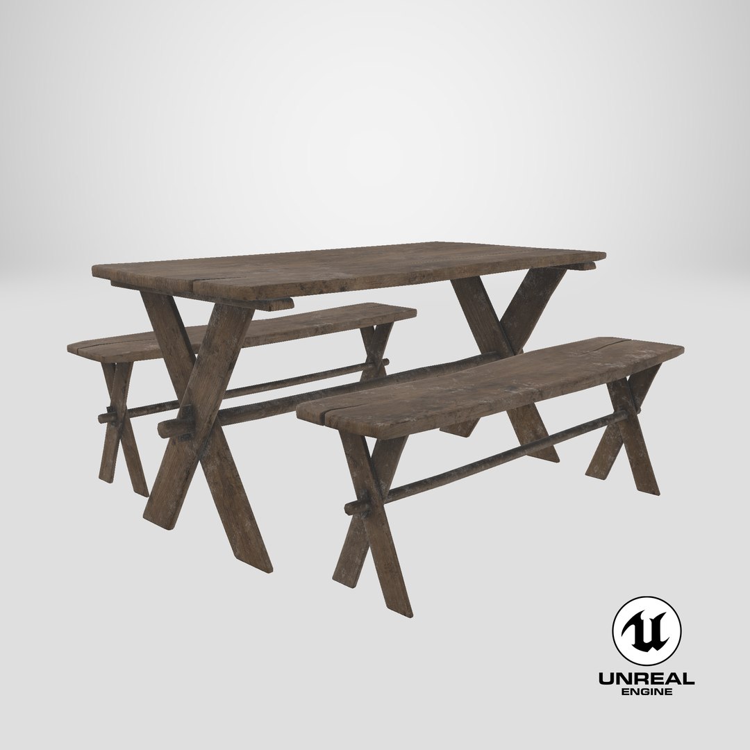 Medieval Table And Bench 8K PBR Textures 3D Model - TurboSquid 2006934