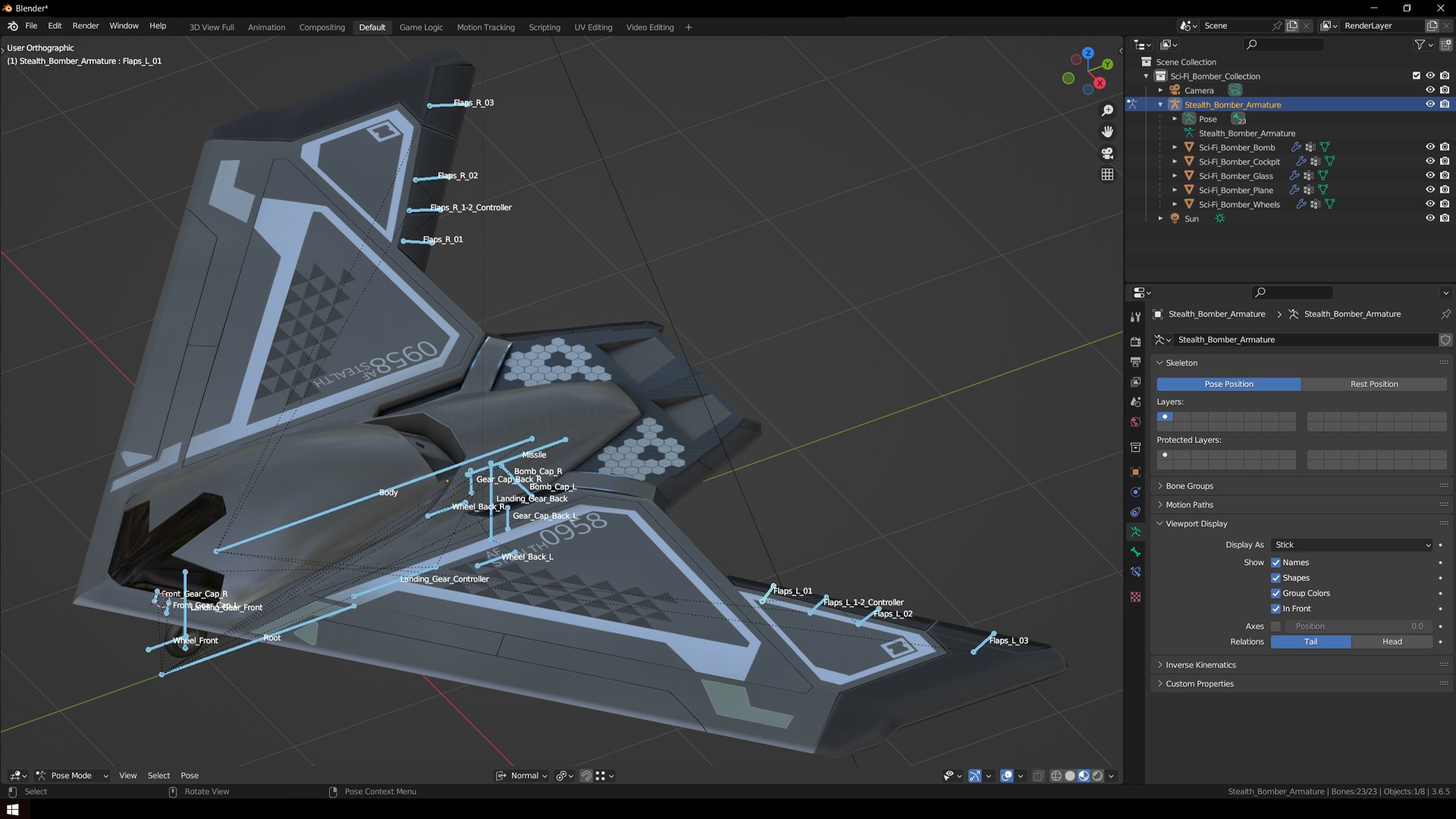 3D Sci-Fi Stealth Bomber Rigged PBR Model - TurboSquid 2143673