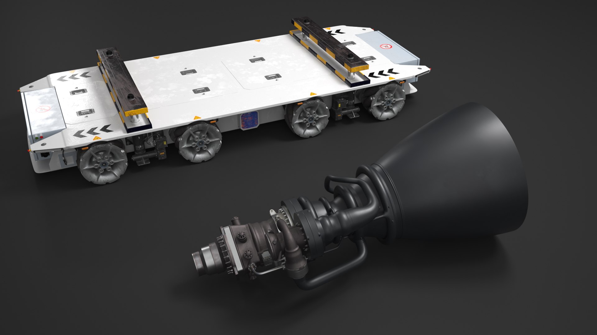 3D Model Raptor Rocket Engine On Transport Platform Rigged - TurboSquid ...