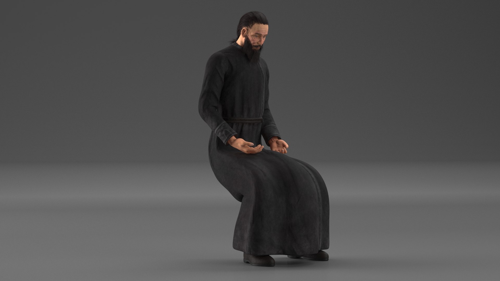 3D Sitting Orthodox Monk Wearing Cassock Model - TurboSquid 2328683