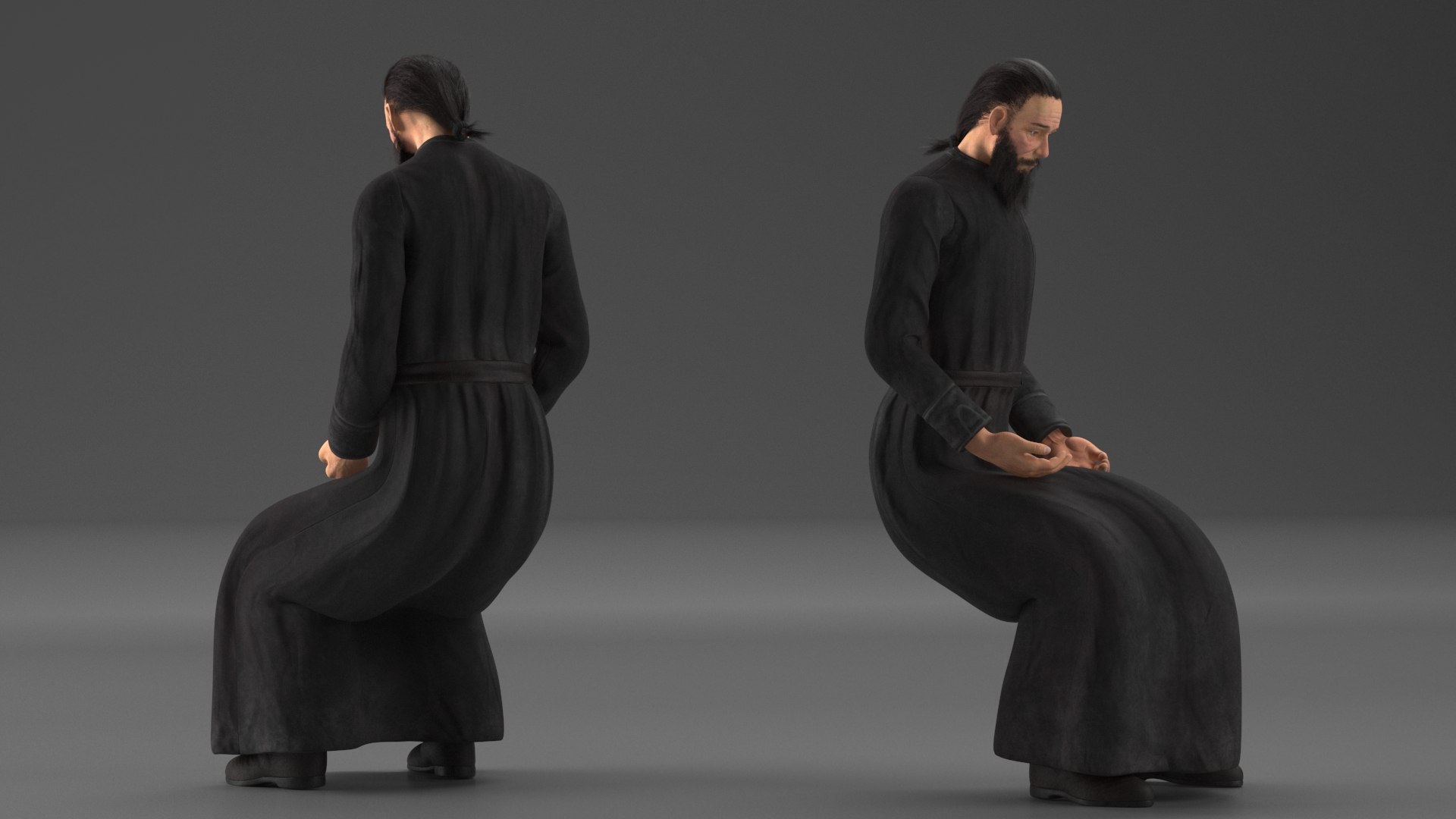 3D Sitting Orthodox Monk Wearing Cassock Model - TurboSquid 2328683