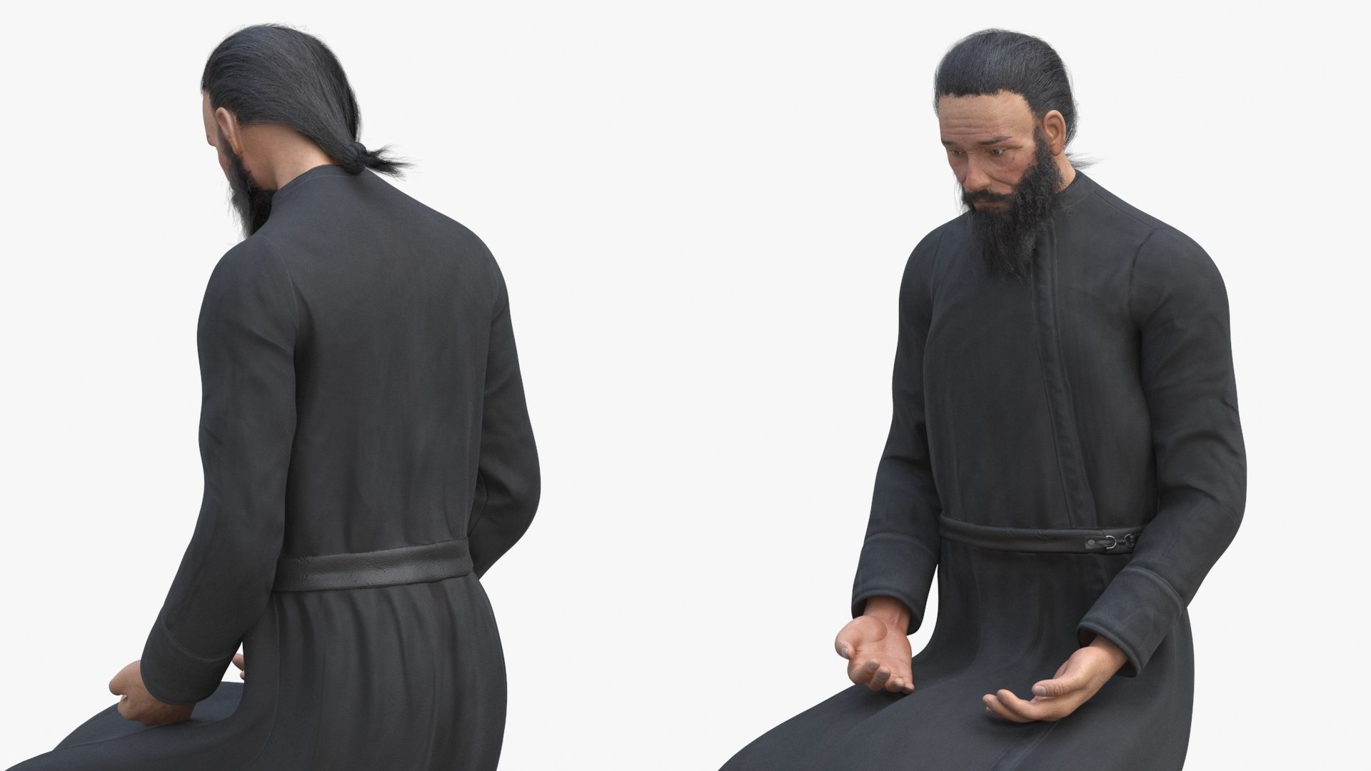 3D Sitting Orthodox Monk Wearing Cassock Model - TurboSquid 2328683