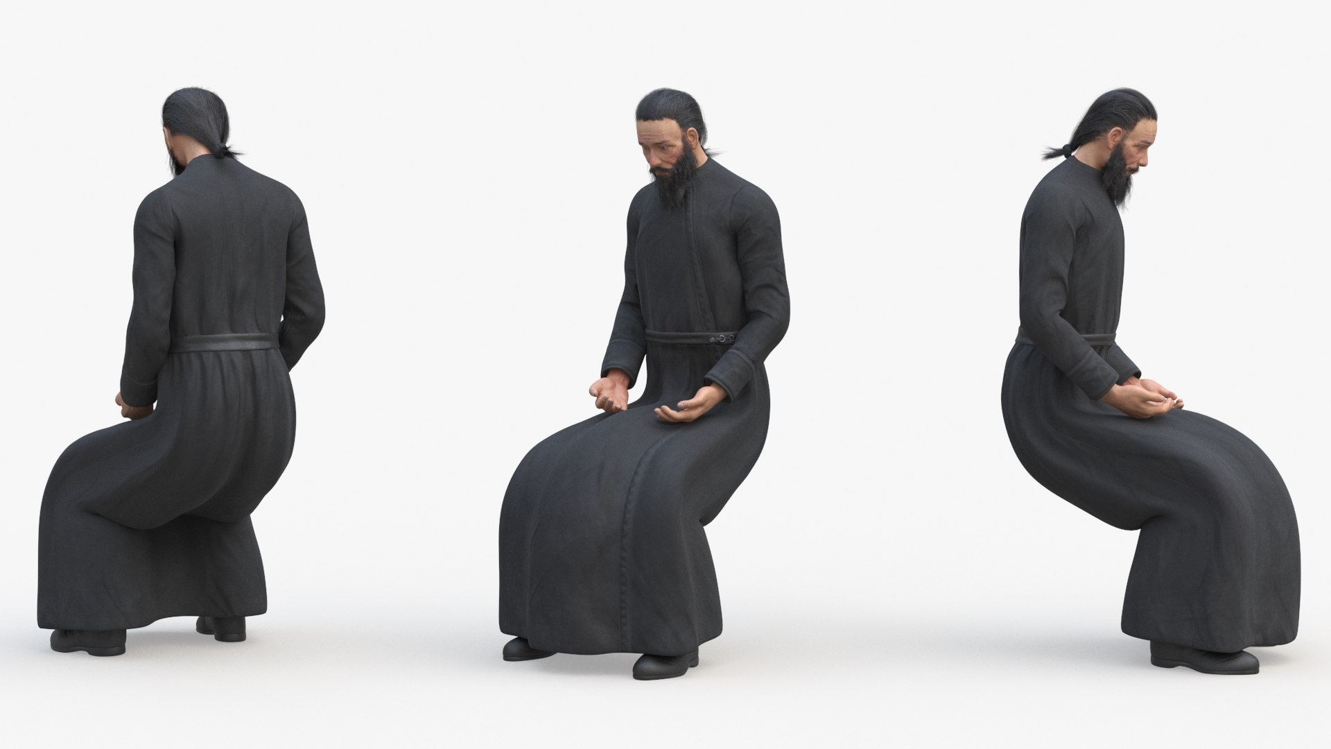 3D Sitting Orthodox Monk Wearing Cassock Model - TurboSquid 2328683