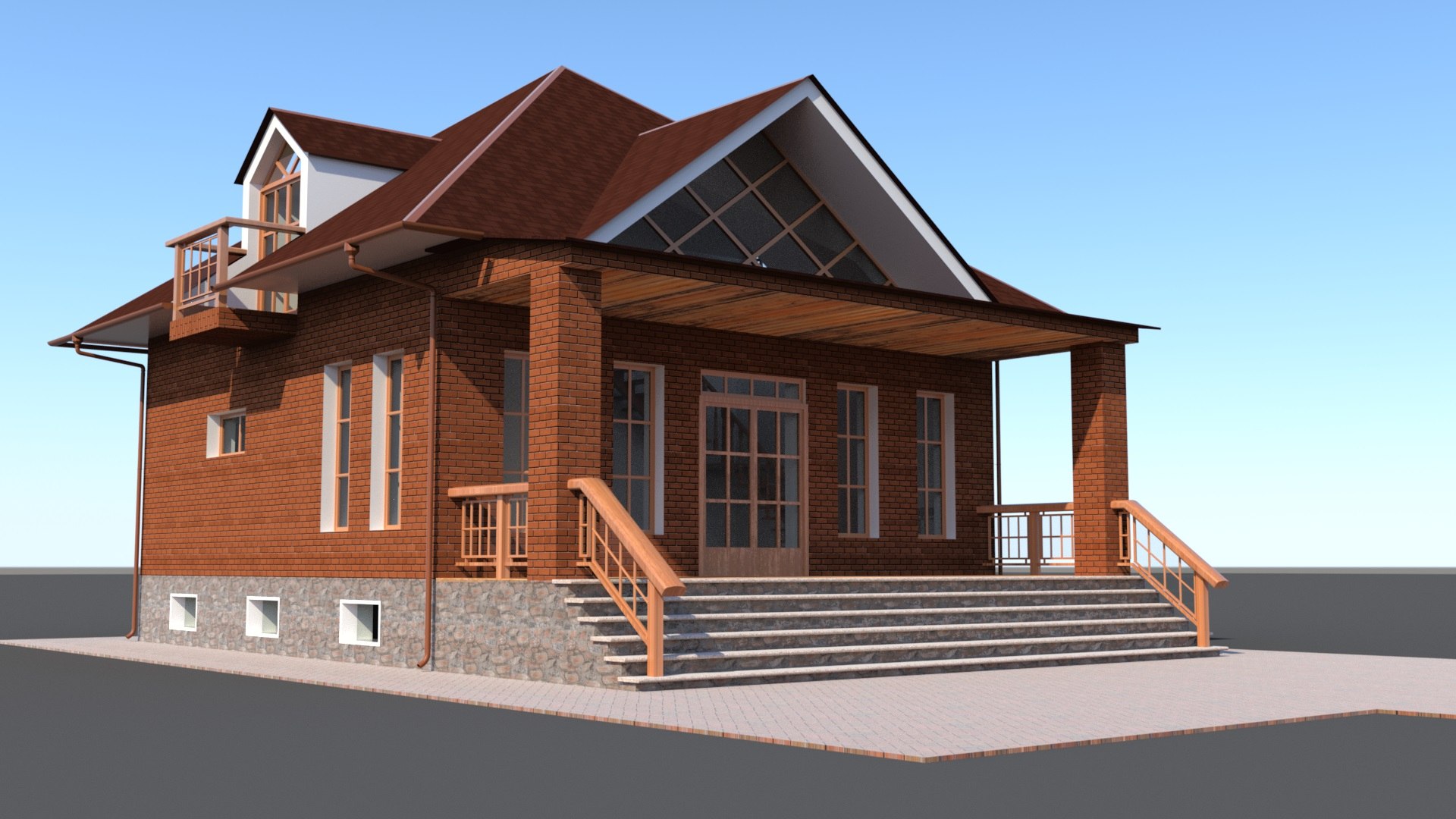 3D Country house with a terrace - TurboSquid 1719789