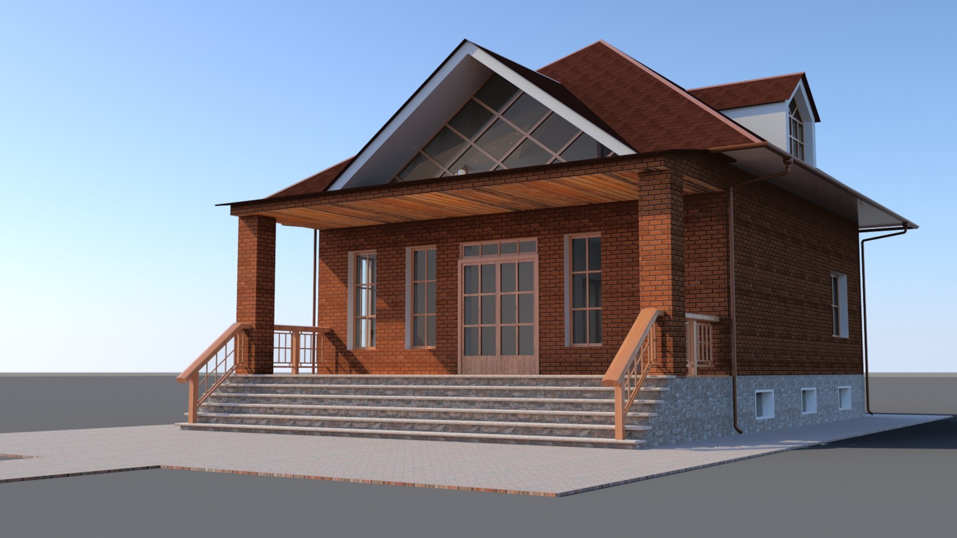 3D Country house with a terrace - TurboSquid 1719789