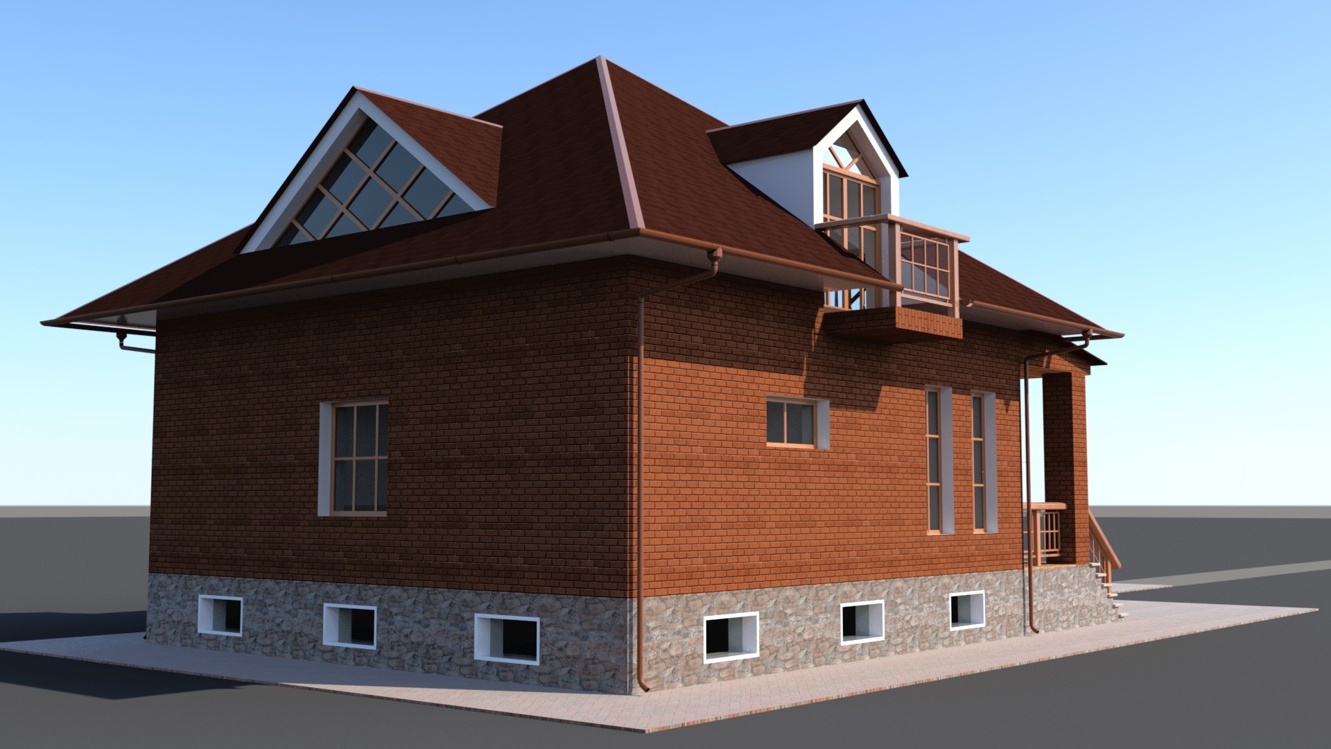 3D Country house with a terrace - TurboSquid 1719789