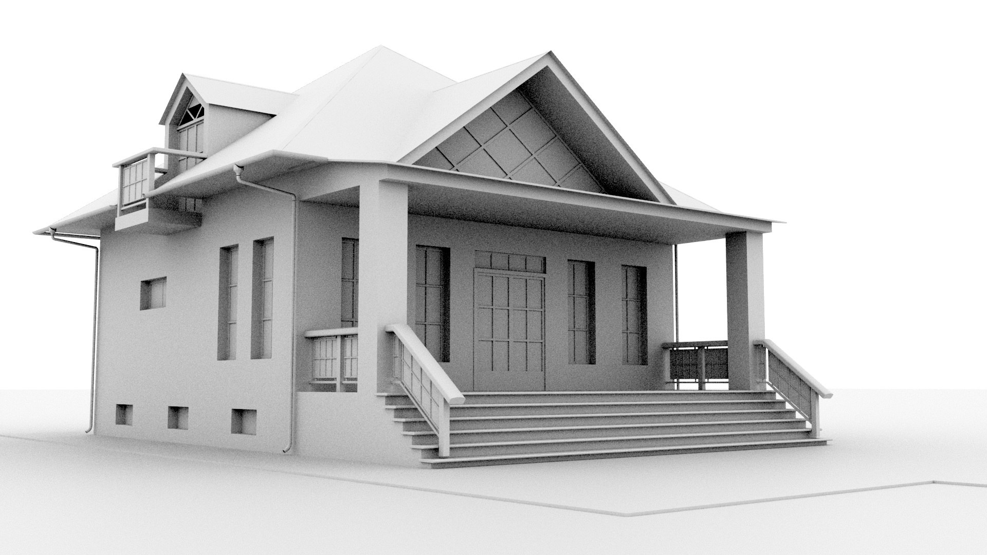 3D Country house with a terrace - TurboSquid 1719789