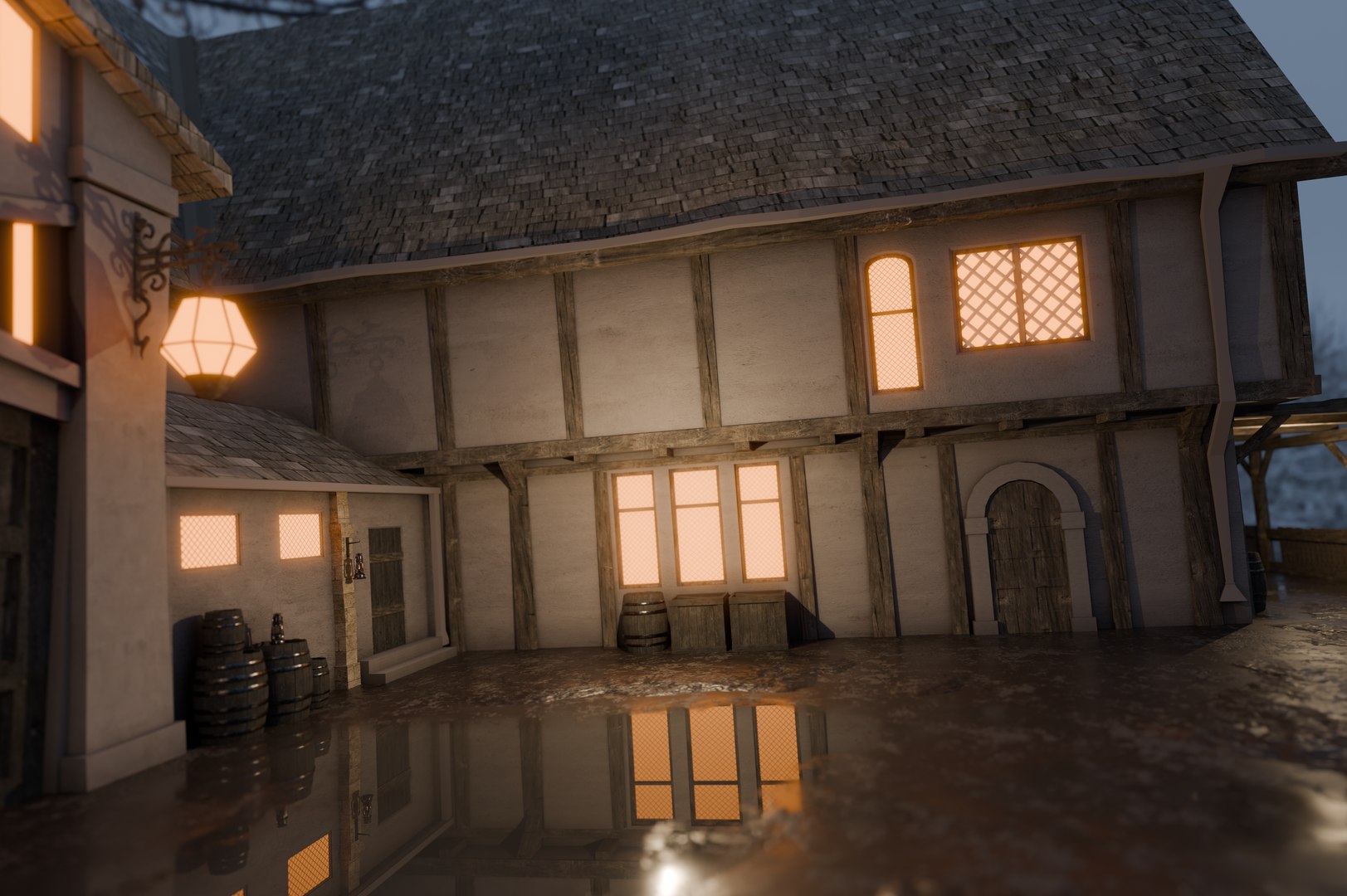 3D Crooked Gothic Inn - TurboSquid 2400271