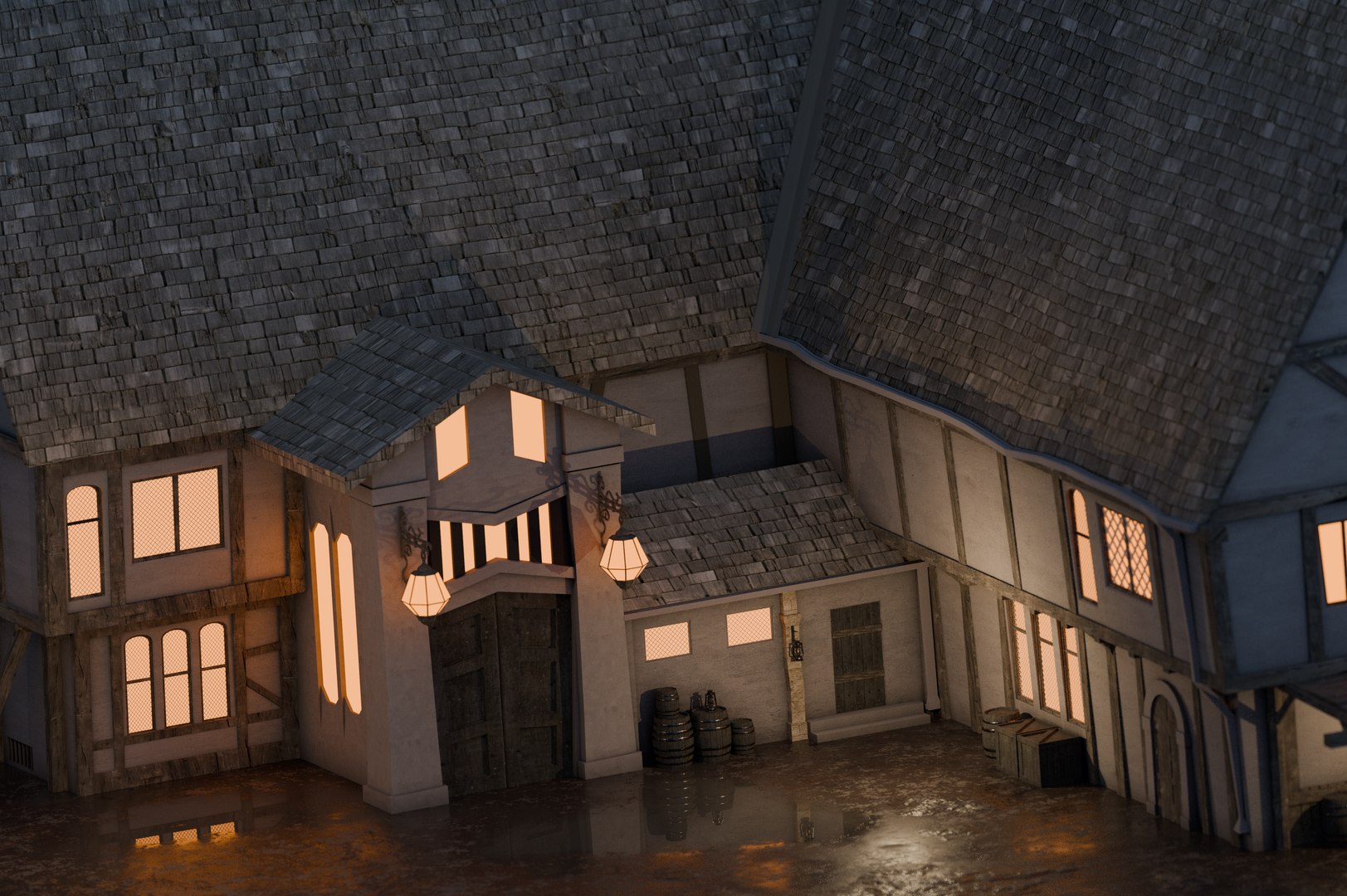 3D Crooked Gothic Inn - TurboSquid 2400271