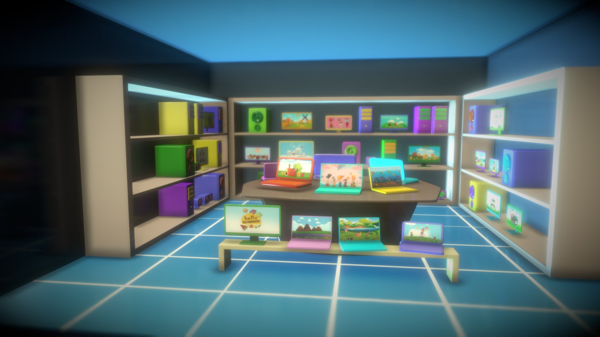 Cartoon Shop Computer 3D Model - TurboSquid 2136620