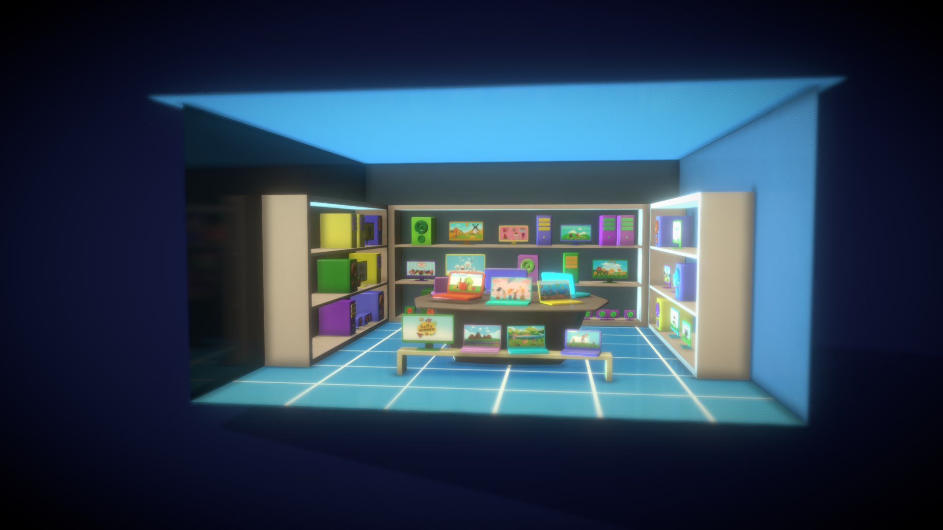 Cartoon Shop Computer 3D Model - TurboSquid 2136620