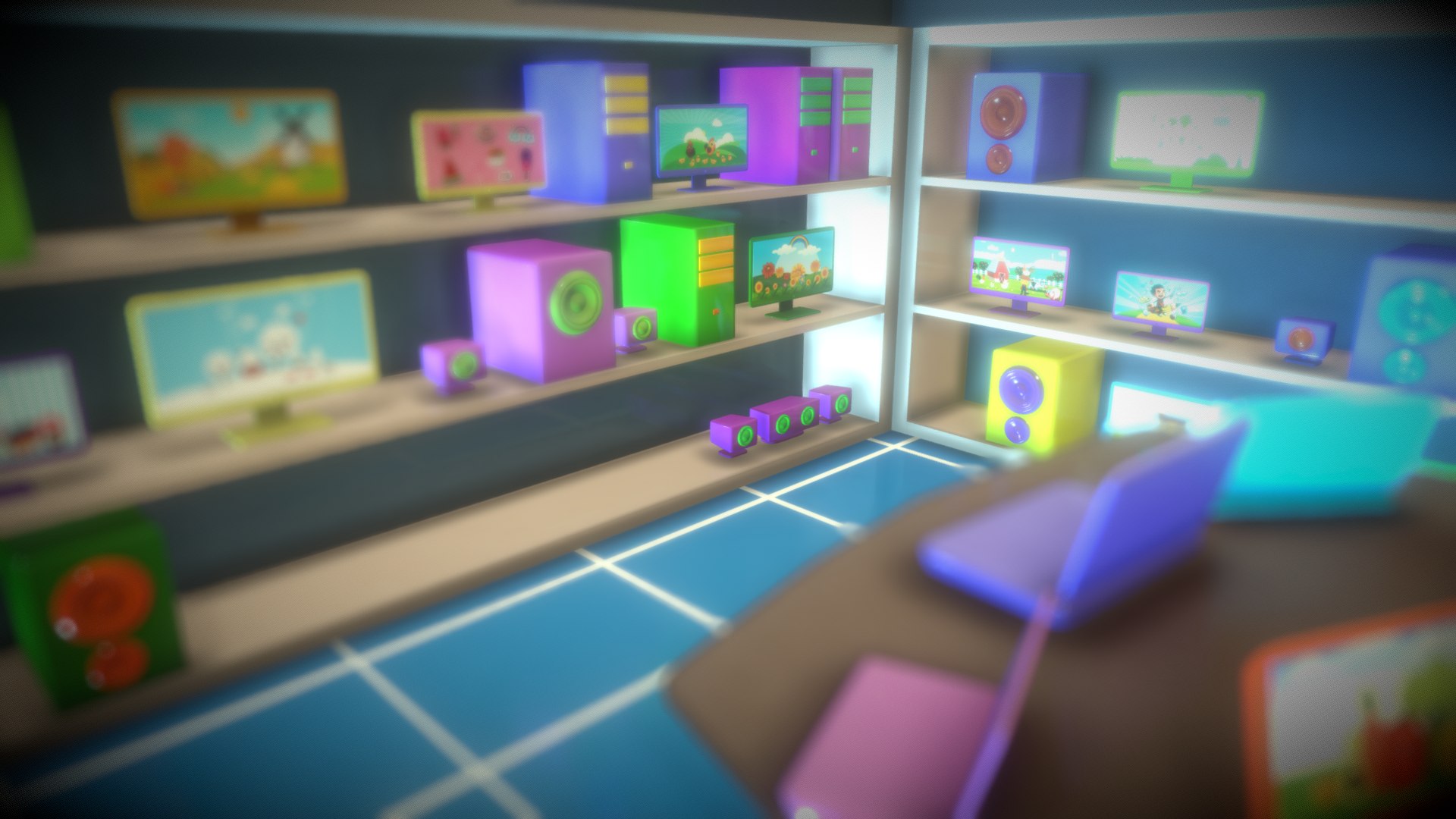 Cartoon Shop Computer 3D Model - TurboSquid 2136620