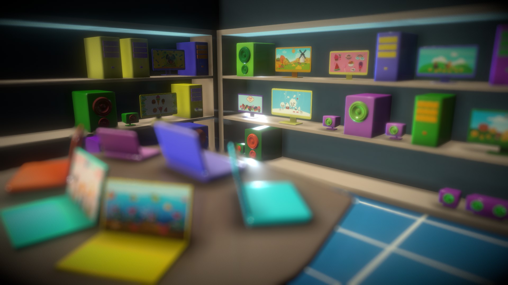 Cartoon Shop Computer 3D Model - TurboSquid 2136620