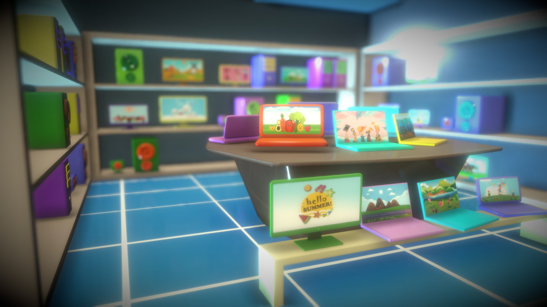 Cartoon Shop Computer 3D Model - TurboSquid 2136620