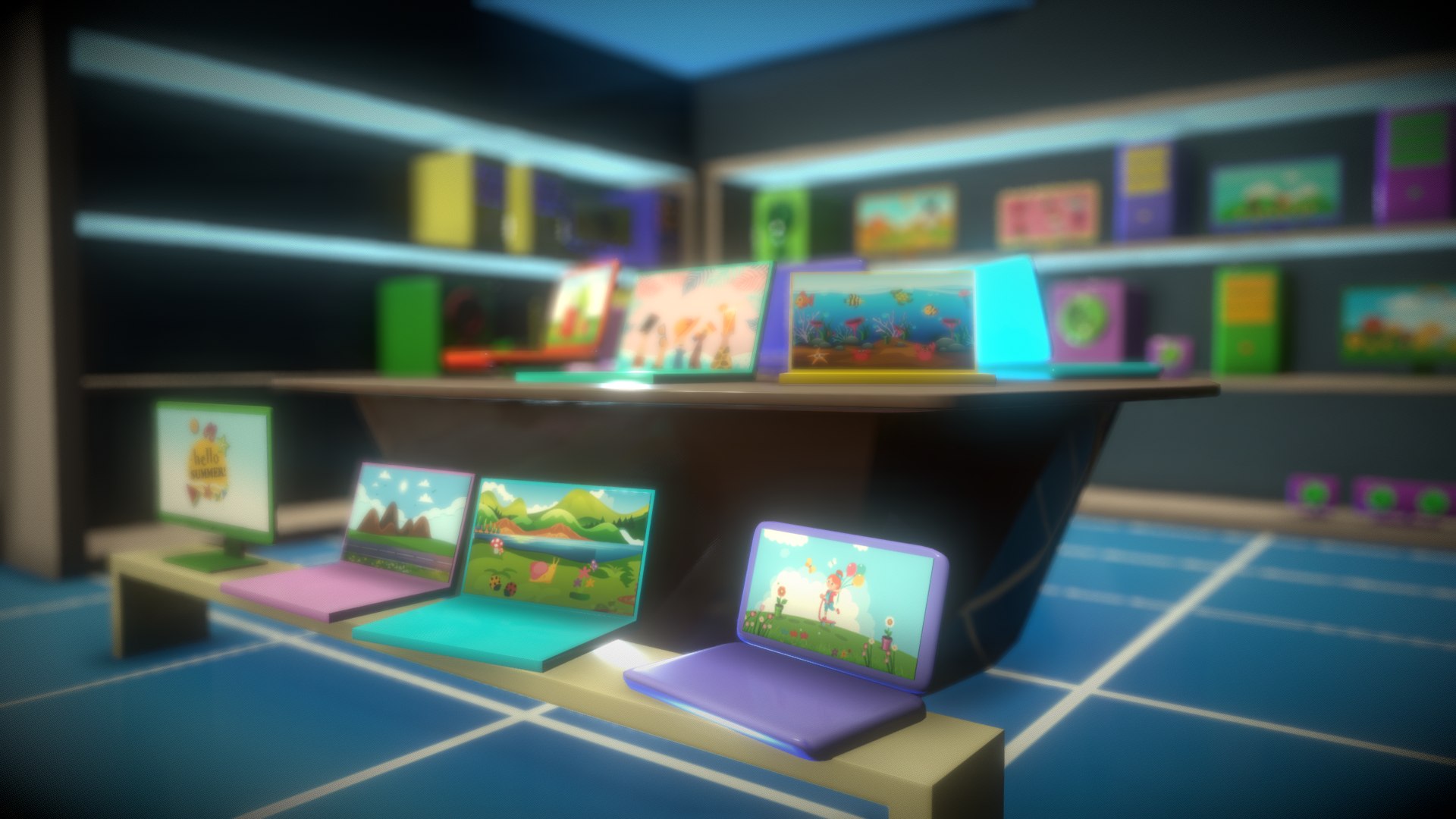 Cartoon Shop Computer 3D Model - TurboSquid 2136620