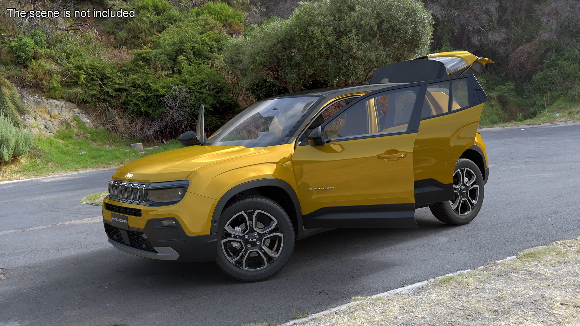 3D Jeep Avenger Crossover Yellow Rigged For Cinema 4D Model ...