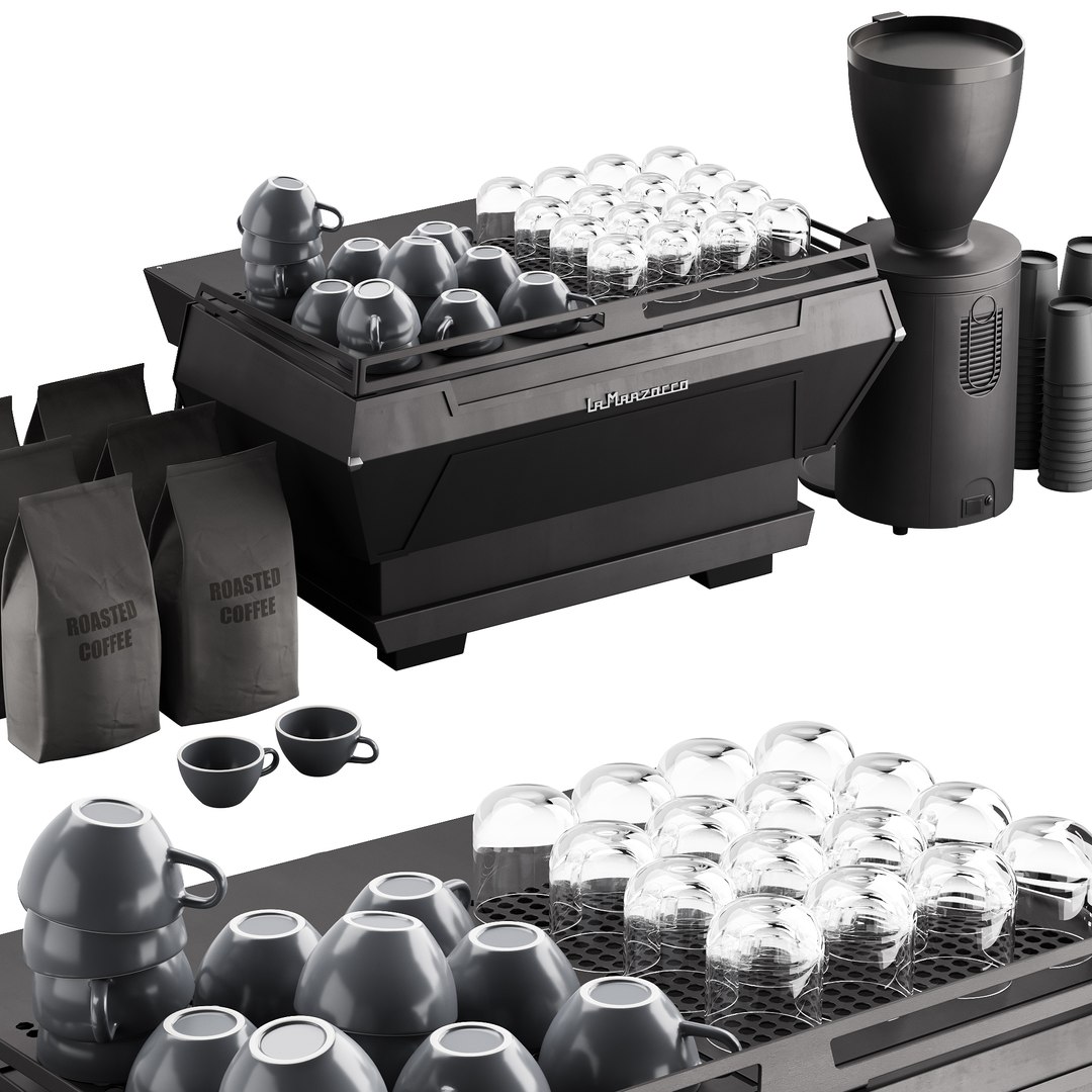 554 La Marzocco Coffee Machine Mahlkonig Coffee Grinder Kit Dark 3D Model - TurboSquid 2314502