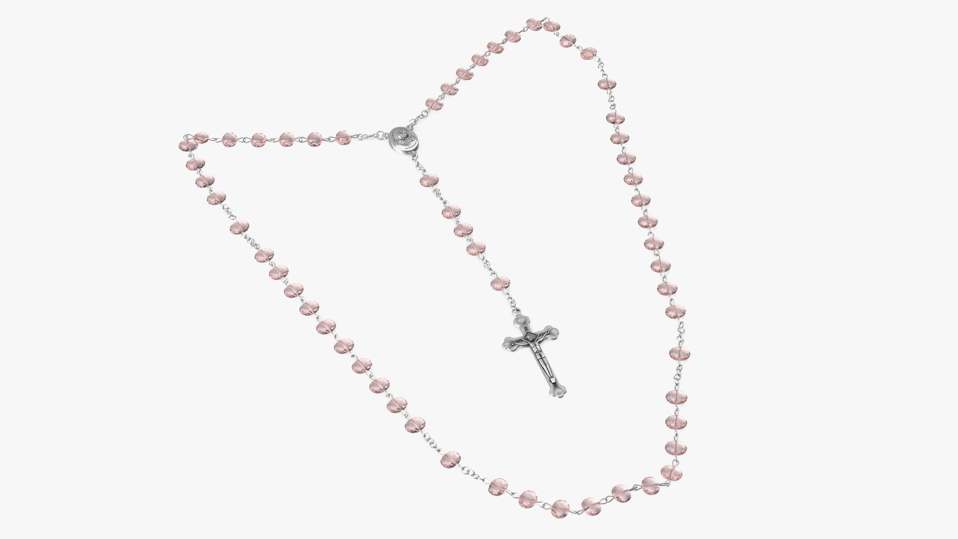 Catholic Rosary Beads With Cross Pendant Pink 3D Model - TurboSquid 2183832