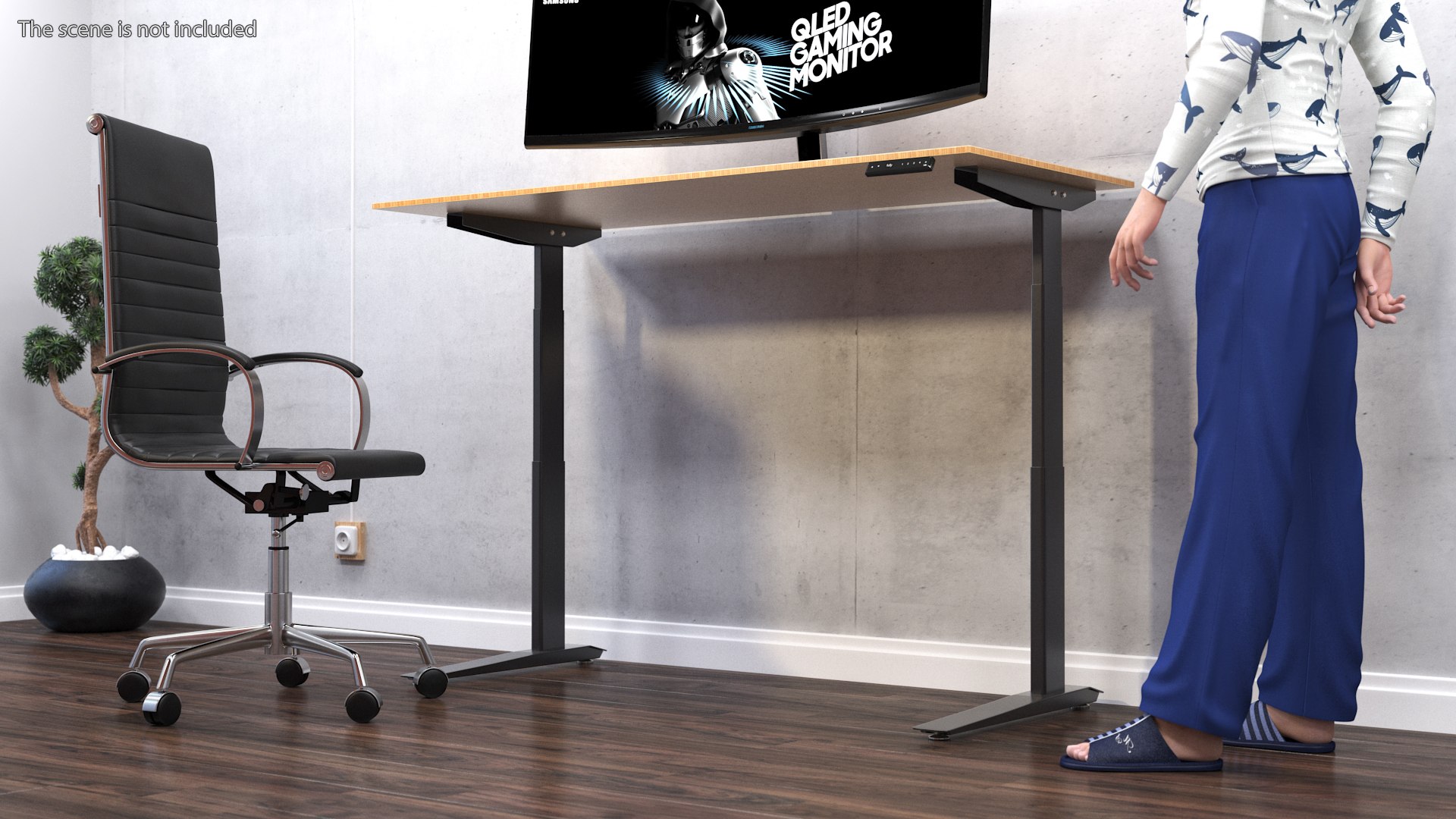 3D Yellow Standing Desk Workstation - TurboSquid 2029481