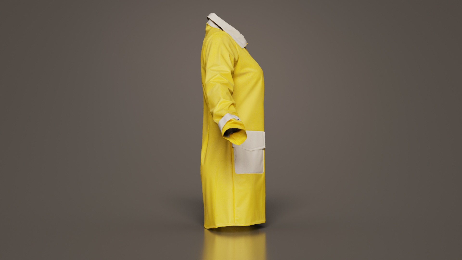3D Yellow Pockets Vinyl Raincoat Closed Remastered Model - TurboSquid ...