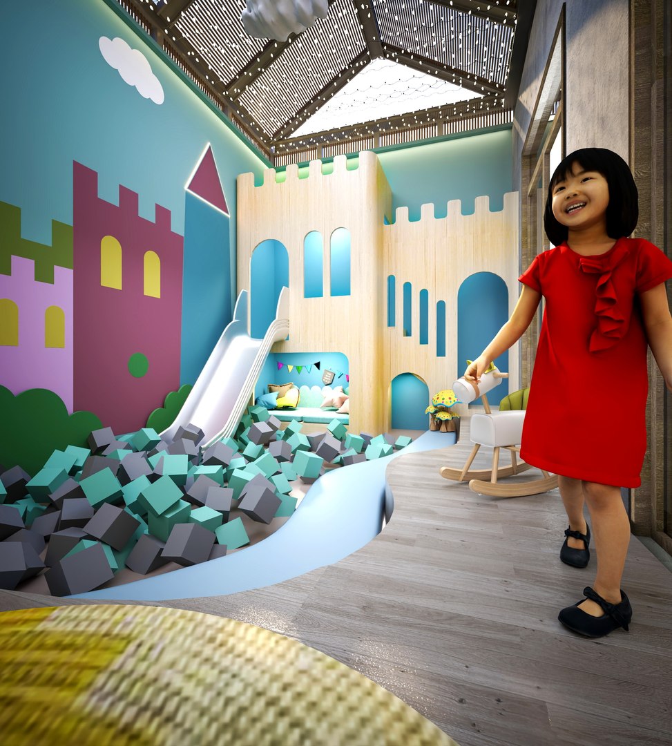 3D Children Playground Slide - Kindergarten Activity Room Model ...