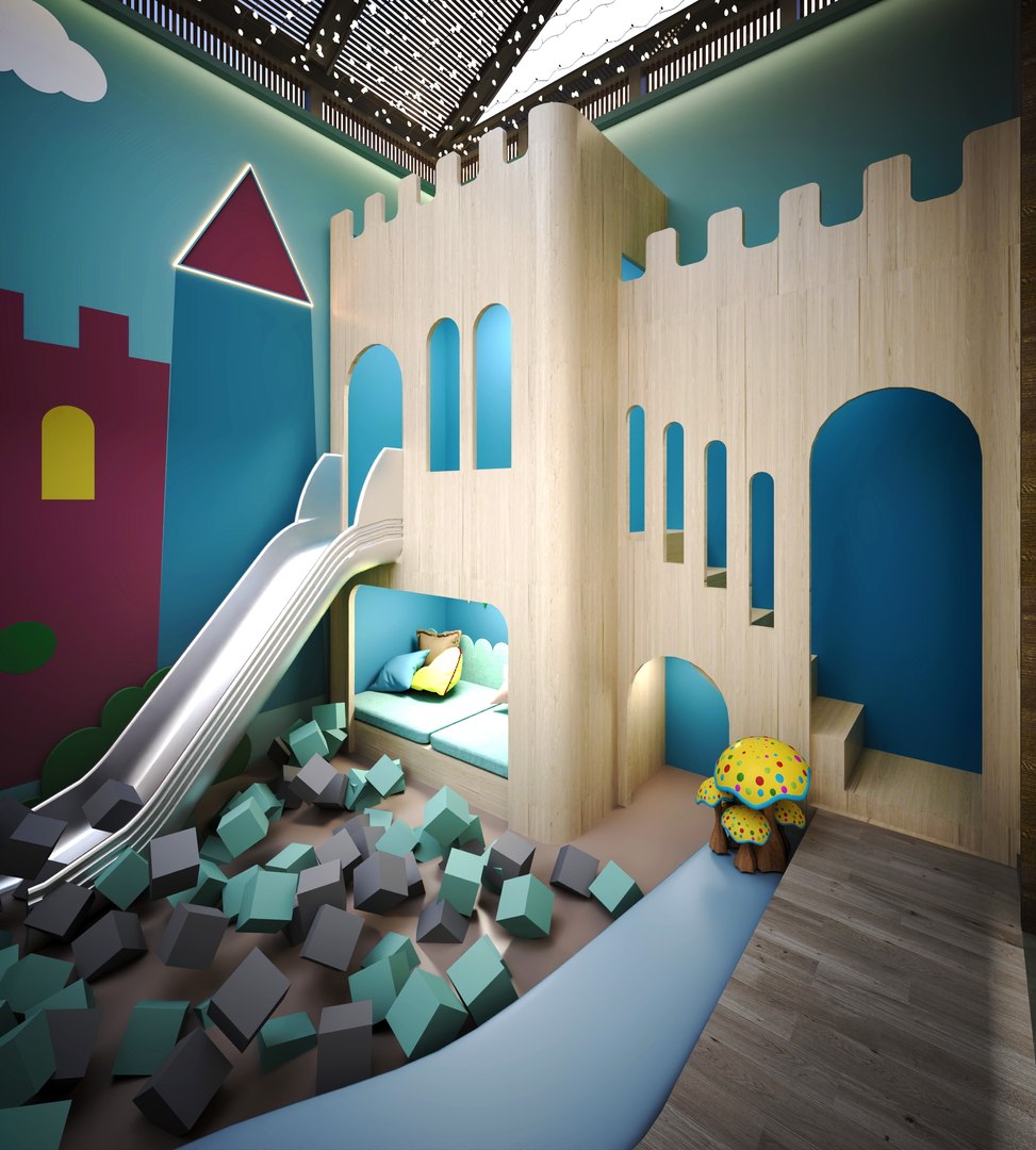 3D Children Playground Slide - Kindergarten Activity Room Model ...