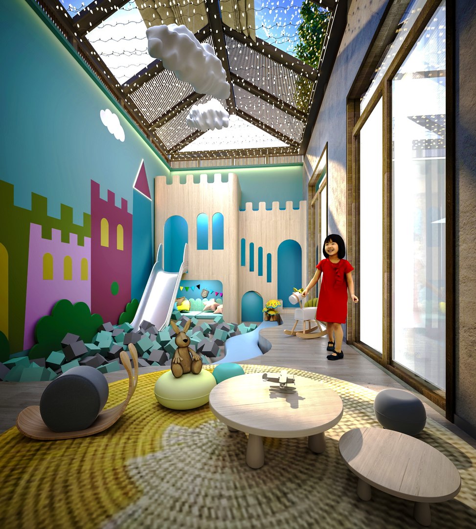 3D Children Playground Slide - Kindergarten Activity Room Model ...