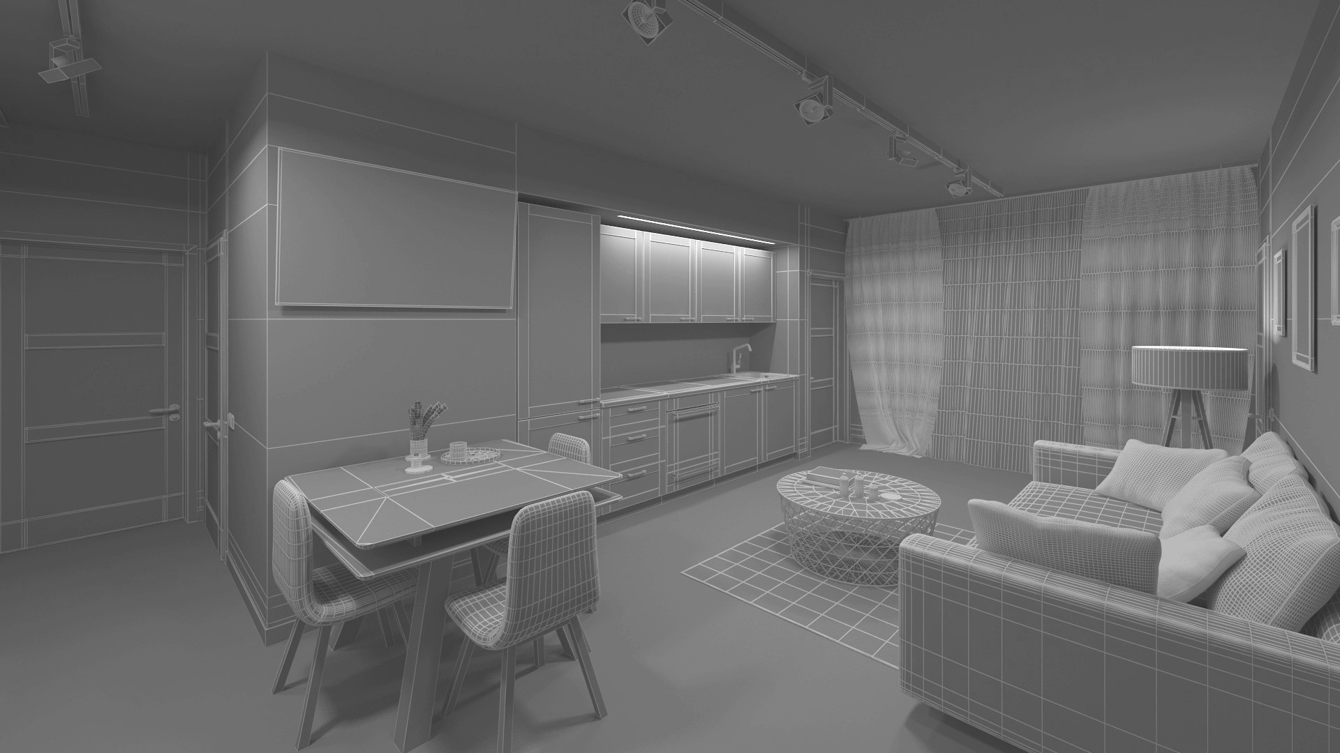 Small Flat Interior 3D Model - TurboSquid 2027037