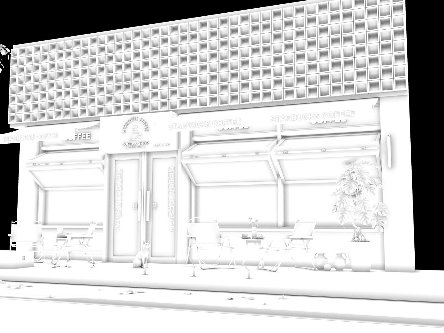Storefront Shopfront Coffee Shop Retail City Model - TurboSquid 2215573