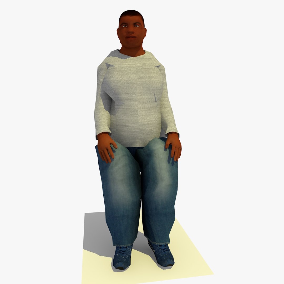 3d Realistically Seated African Fat Model