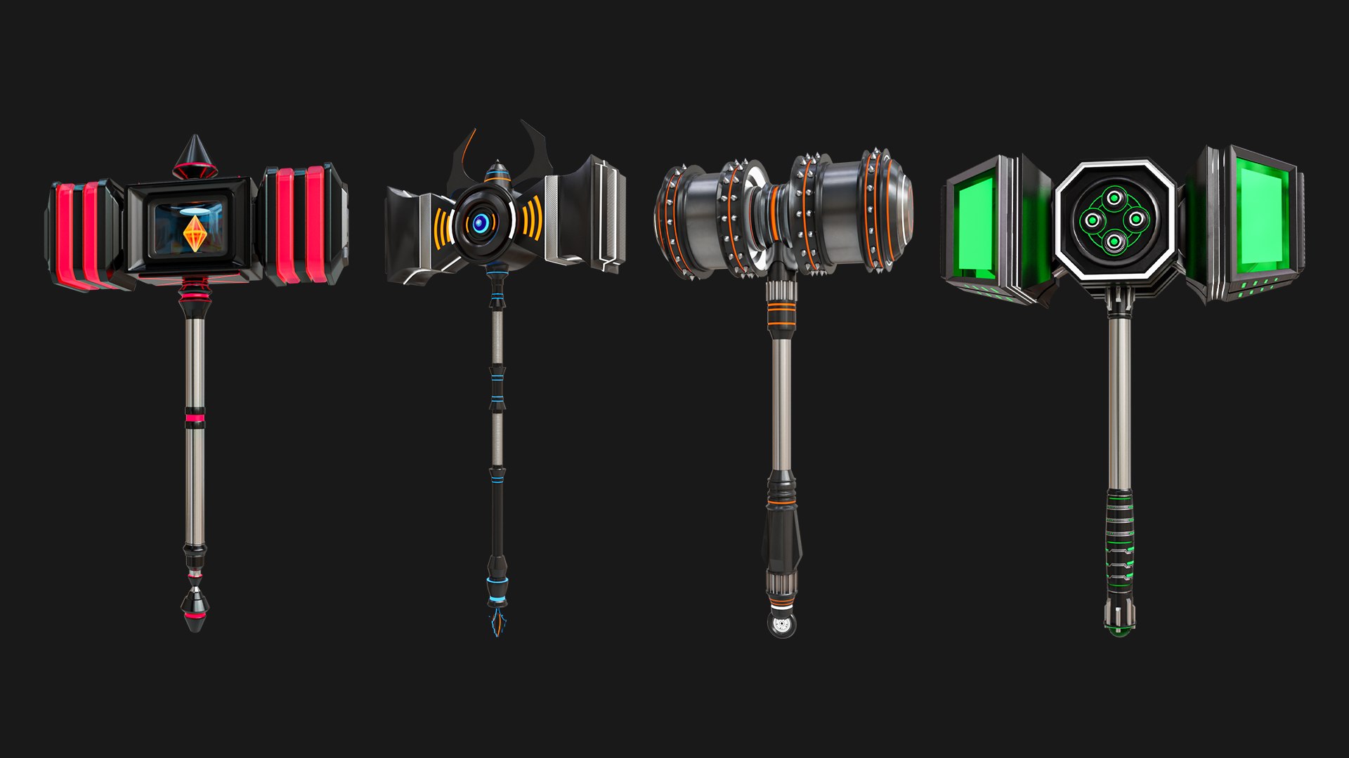 9 Sci Fi Hammers Collection 3D Model - TurboSquid 2094264