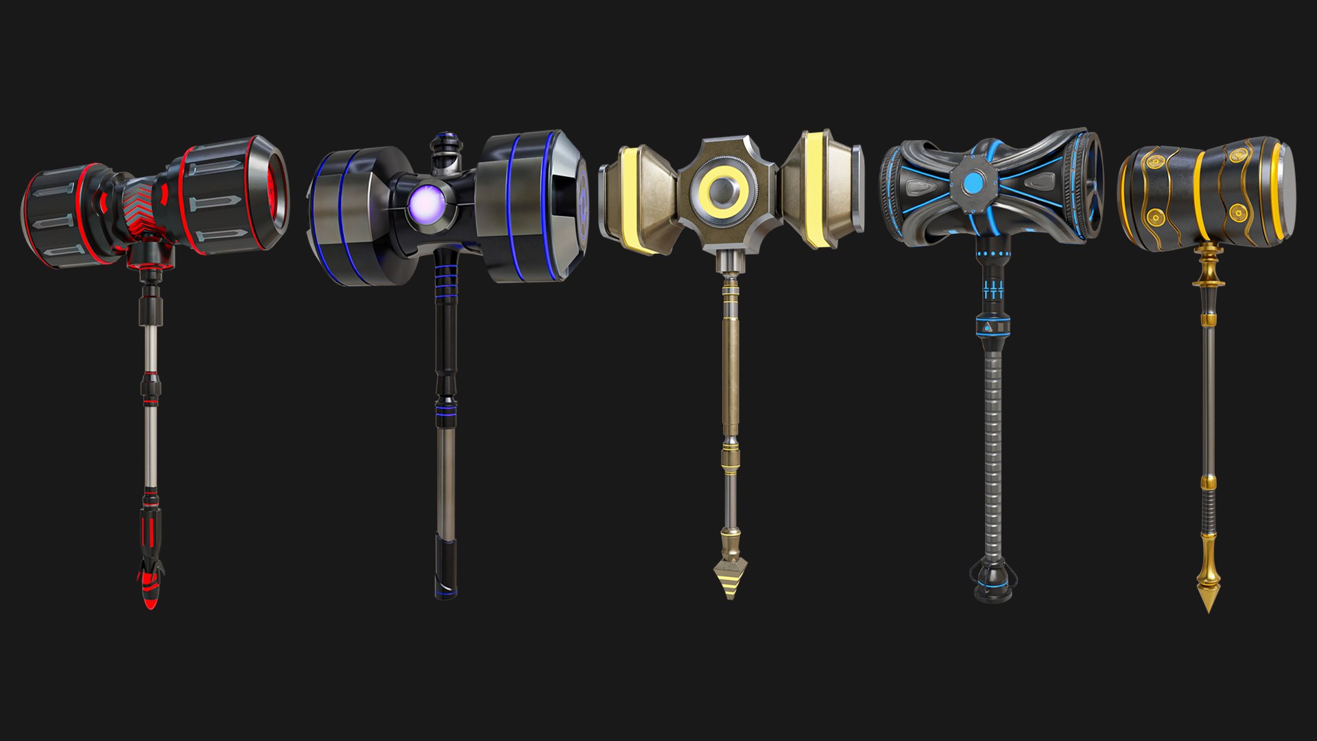 9 Sci Fi Hammers Collection 3D Model - TurboSquid 2094264