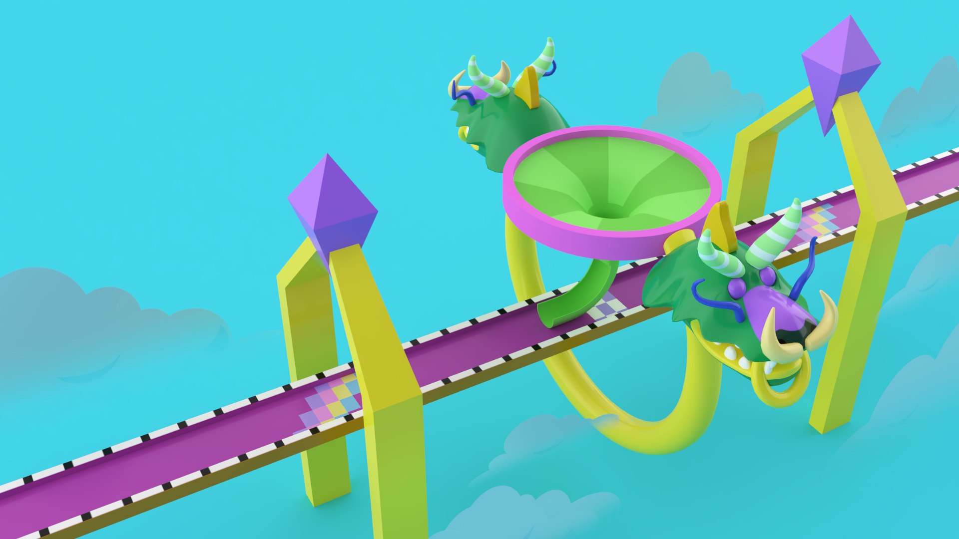 3D Infinity Run Game Stage Low-poly 3D model Low-poly 3D model ...