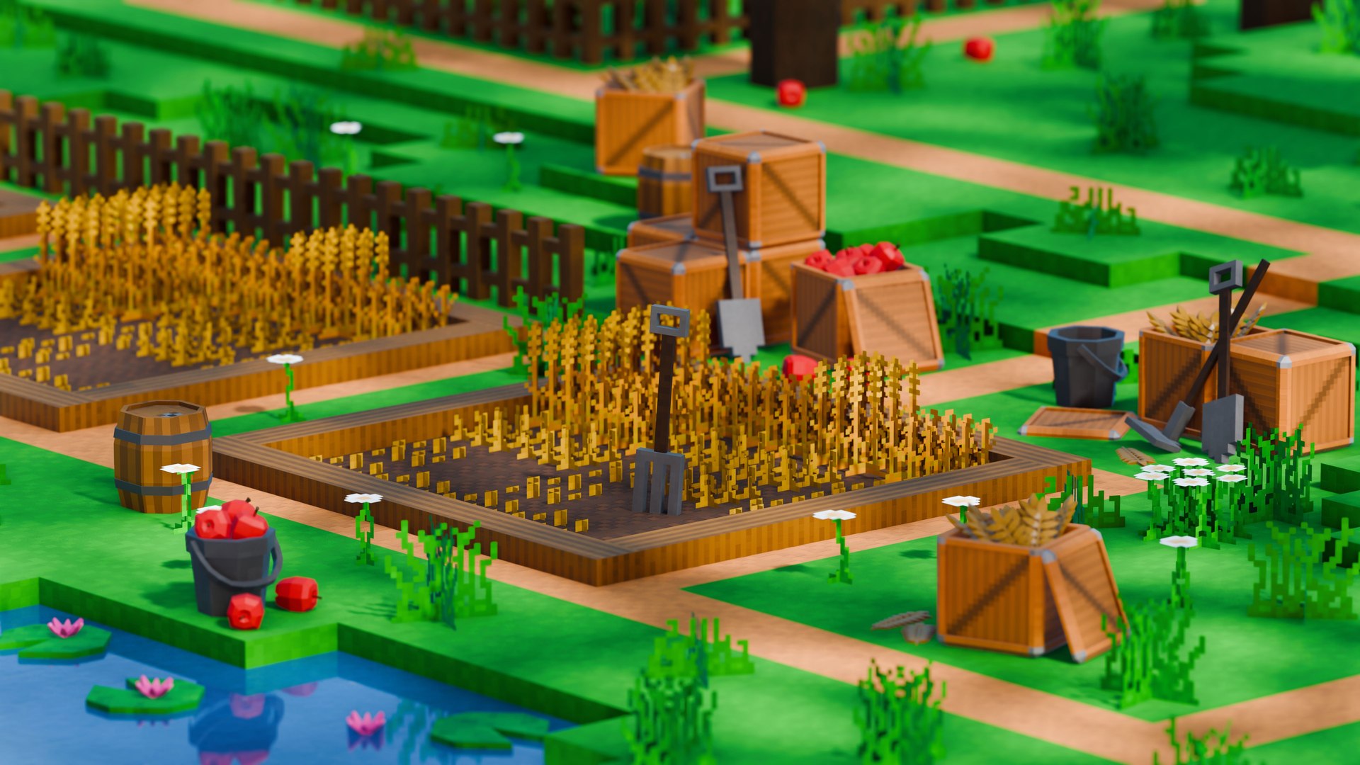 3D Pixel Farm Modular Asset Pack - TurboSquid 2348296