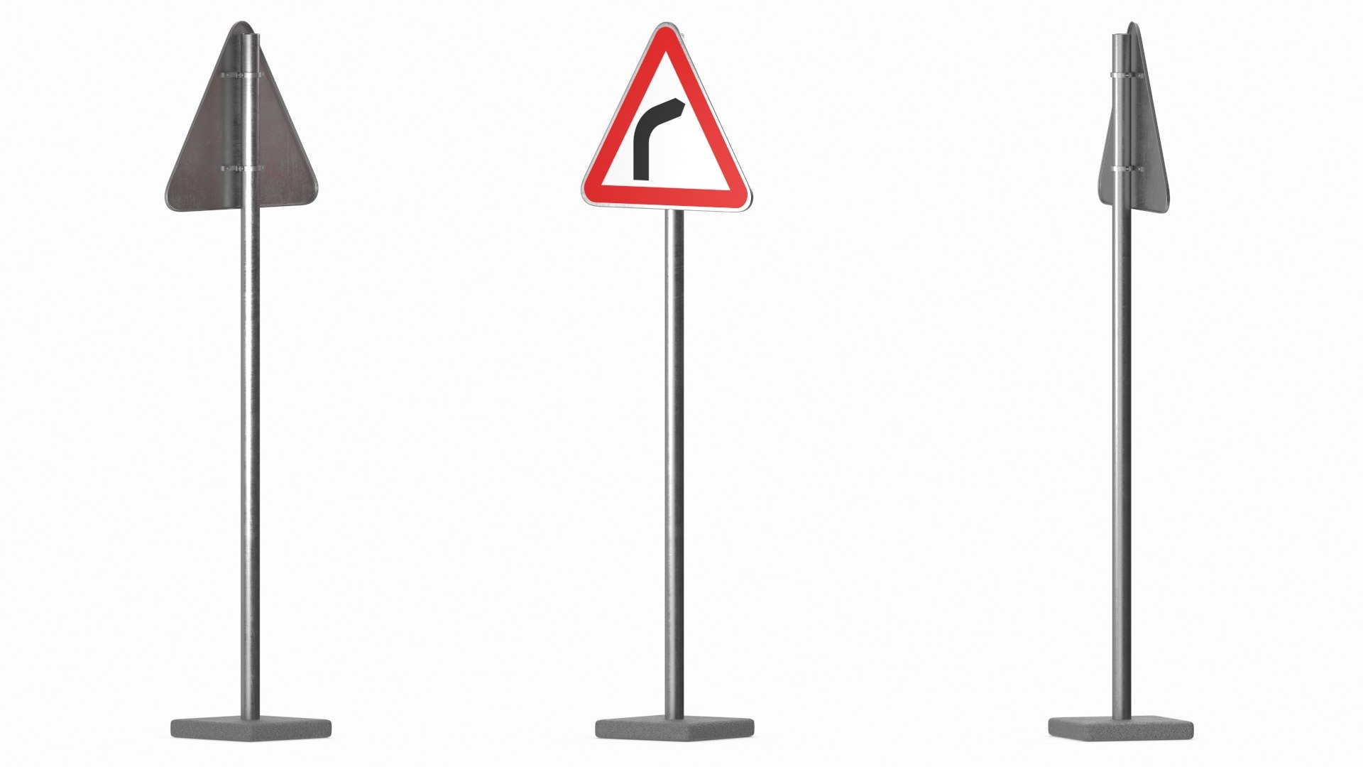 Bend To Right Road Sign Model - TurboSquid 2211834