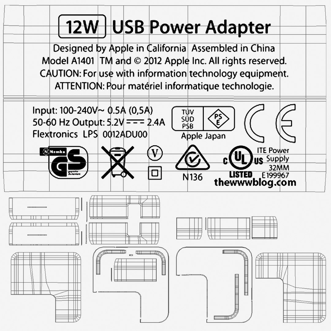 3D Apple 12W USB Power Adapter Assembled - TurboSquid 2143077