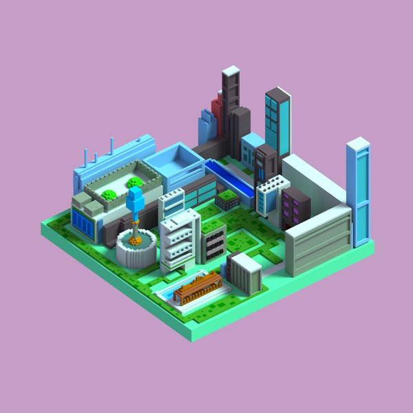 modelo 3d Ciudad moderna Low poly - TurboSquid 1584393